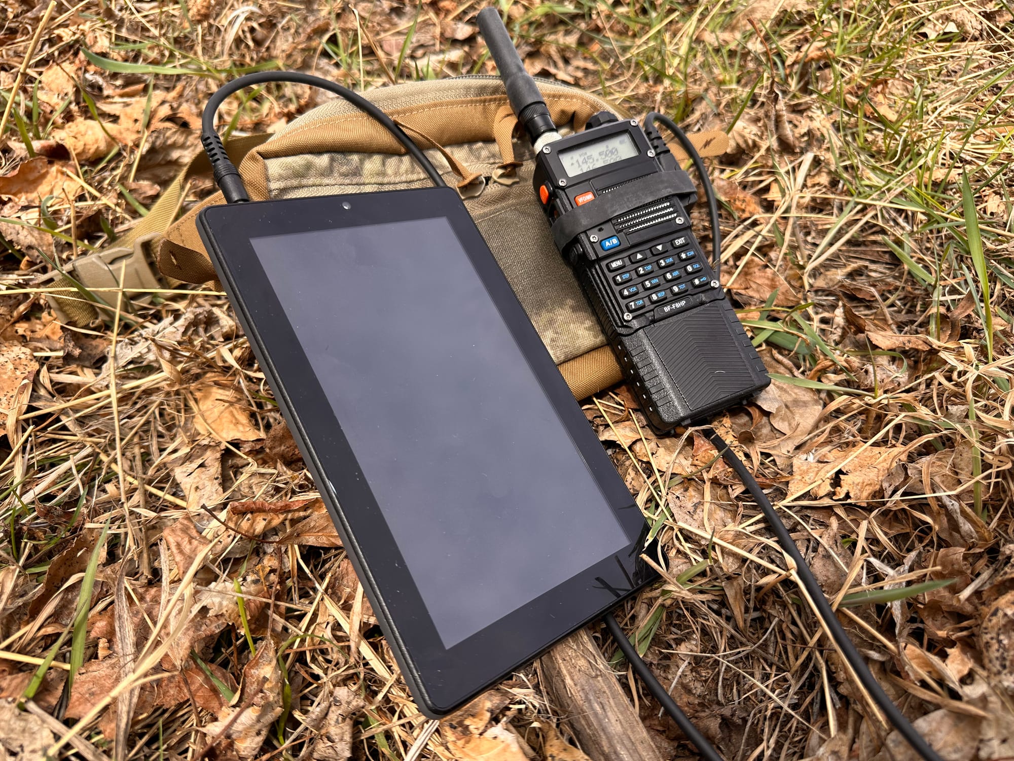 Outdoor Comms Setup with Tablet and Radio